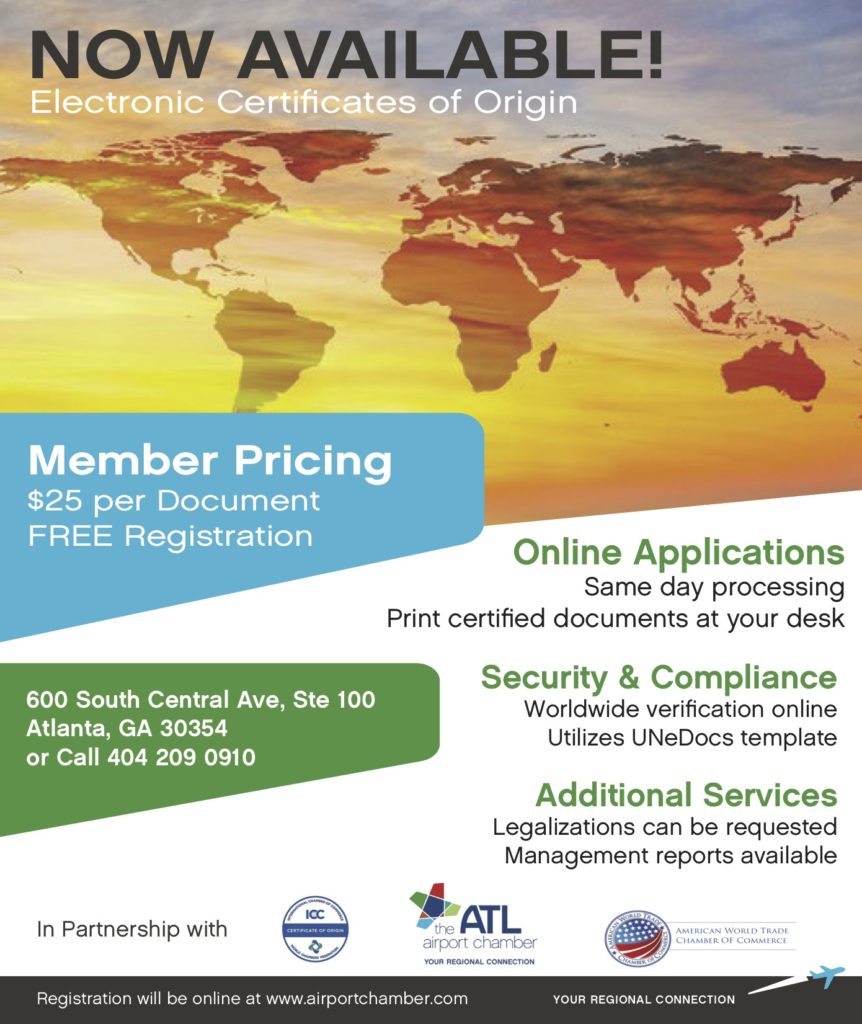Certificate of Origin – The ATL Airport Chamber, Inc. Certificate of Origin – The ATL Airport Chamber, Inc.